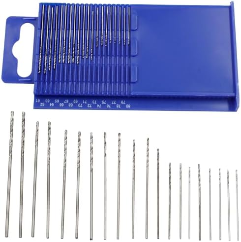 Numbered Drill Bits 21 Piece Mini Jeweler's Drill Bit Set #61-80 With ...