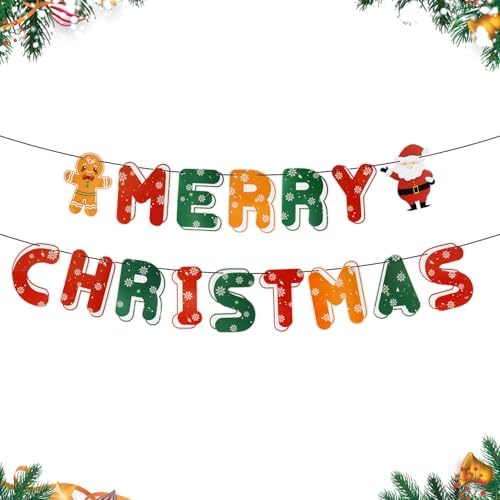 2 PCS Christmas Bunting, Merry Christmas Bunting Banner, Xmas ...