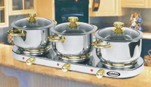 Amazon.com: Cuisine Cookware Triple Burner 7Pc Buffet Set - Stainless ...