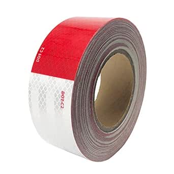 Dot-C2 Red/White Reflective Safety Tape,Conspicuity Tape,2 Inch x 75 Ft - for Vehicles,Trailers ...