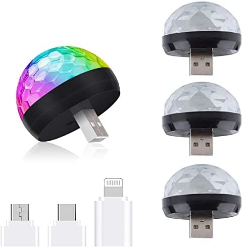 USB Party Lights Mini Disco Ball,Led Small Magic Ball Sound Control DJ Stage Light Colorful ...
