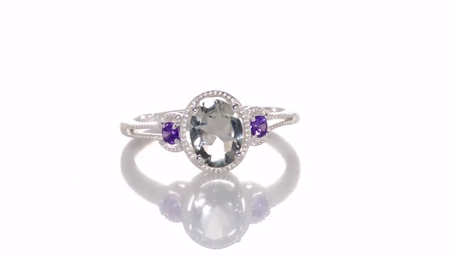 Watch 925 Sterling Silver Green Amethyst Purple Cubic Zirconia CZ Statement Ring for Women Size ...