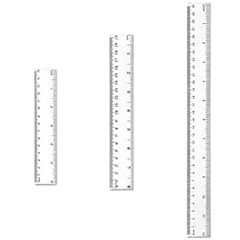 3 PCS Plastic Ruler Set, Clear Ruler Transparent Straight Ruler Shatter ...