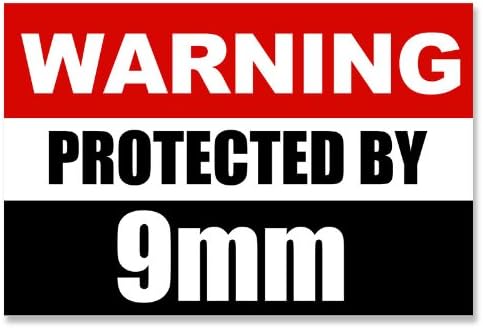 Warning Protected by 9mm Gun Sticker (9 mm pistol), Decals, Magnets ...