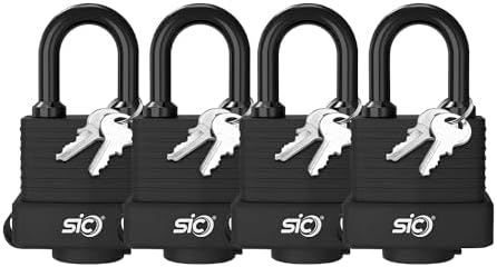 SIC ® 4 Heavy Duty Waterproof Padlocks with Keys | Weatherproof Padlock ...