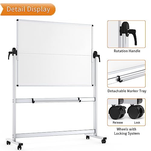 Snapklik.com : VIZ-PRO Double-Sided Mobile Whiteboard, 48 X 36 Inches ...