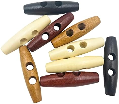 40Pcs Wood Toggle Buttons, Wood Sewing Horn Toggle Buttons 2 Holes Wood ...