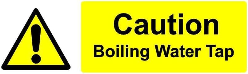 Caution Boiling Water Tap safety sign - Self adhesive sticker (150mm x ...