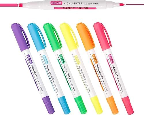 MeRaYo Dual-Tip Highlighter Marker Set of 6 color pens, Multi-Color ...