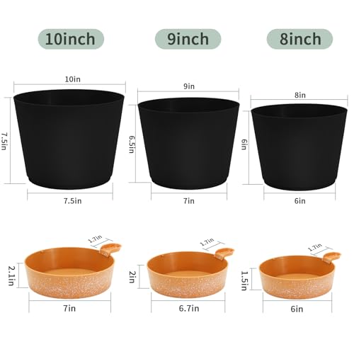 Snapklik.com : 10/9/8 Inch Plant Pots, Planters For Indoor Plants, Self ...