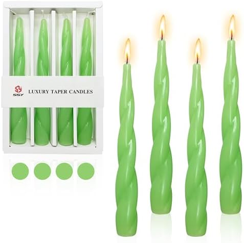 Amazon.com: Spiral Taper Candle Green Candlesticks - Set of 4 Gedengni ...