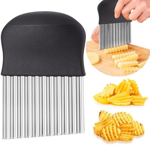 Amazon.com: JAYVAR Crinkle Cutter French Fry Slicer, Wavy Potato Cutter ...