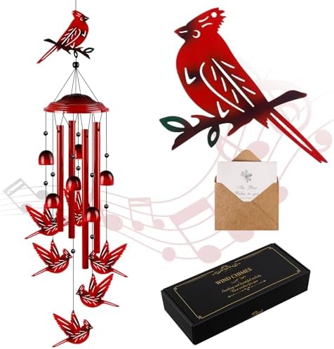 Amazon.com : Cardinal Wind Chimes for Outside Solar Lantern, Christmas ...
