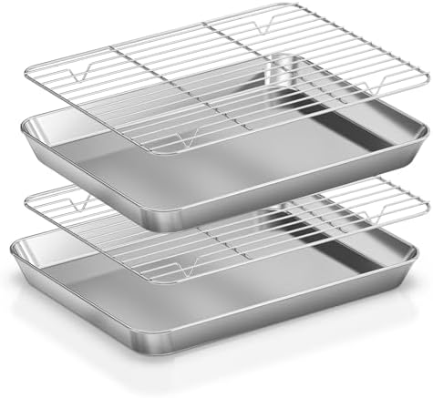 Amazon.com: Baking Sheet with Rack Set [2 Pans + 2 Racks], Wildone ...