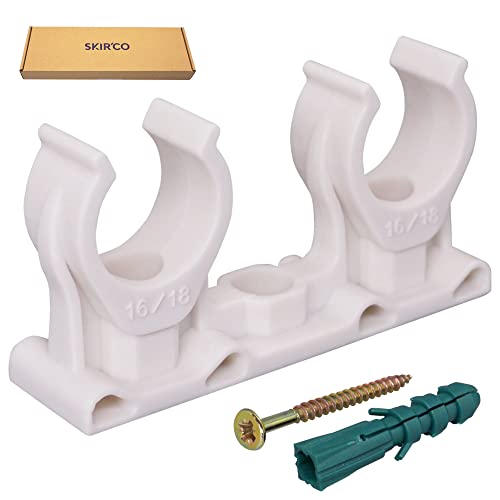SKIR’CO (20 pcs) Double Pipe Clips, Plastic Clamps for 16-18 mm Pipes ...