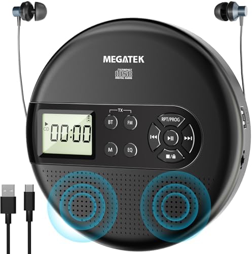 Amazon.com: MEGATEK Portable CD Player with Dual Stereo Speakers and 60 ...
