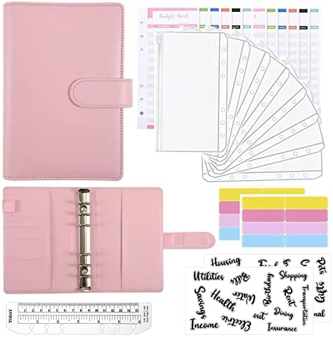 HASTHIP® File Folder Ring Binder Notebook Set, A6 PU Leather Binder ...