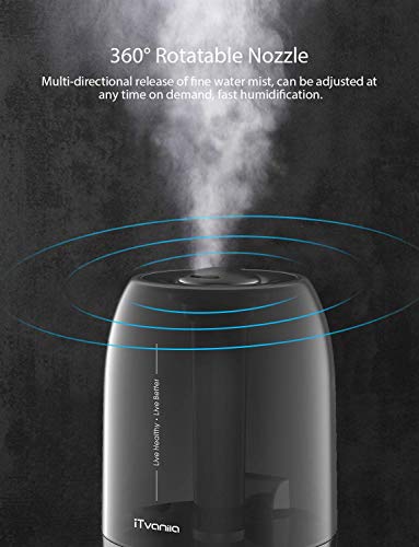 Humidifiers, iTvanila Cool Mist Humidifier, 2.7L/0.7Gal for Large ...