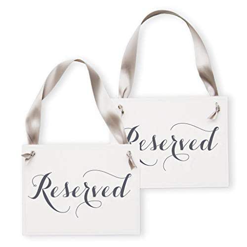 Amazon.com: 2 Reserved Banners for Weddings & Events Formal Script ...