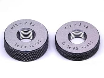 M & J Tooling LLC New M18 X 2 6g Solid Thread Ring GAGES 18 2.0 GO NO GO P.D.'S = 16.663 & 16. ...