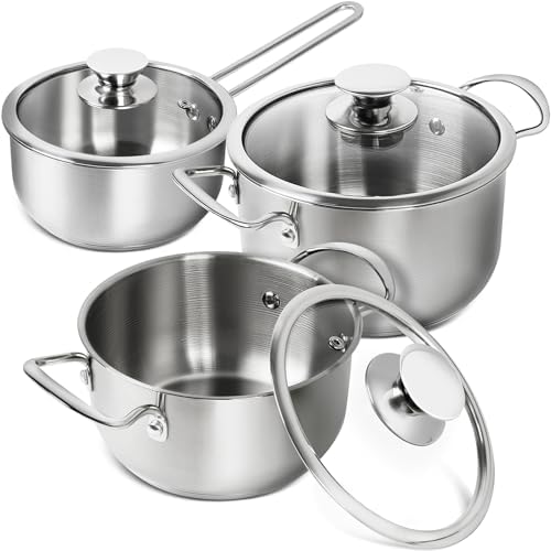 Amazon.com: Michelangelo Stainless Steel Pot Set, 6 Piece Small Sauce ...