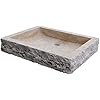 Chiseled Rectangular Natural Stone Vessel Sink - Light Travertine ...