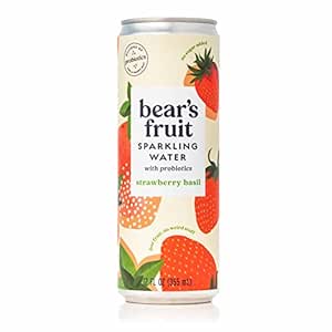 Amazon.com: Bear's Fruit Probiotic Sparkling Water, Strawberry Basil, Made with 100% Real Fruit ...