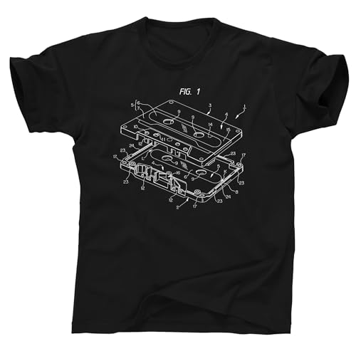 Amazon.com: Exploded Cassette Diagram T-Shirt – Retro Tape Player ...