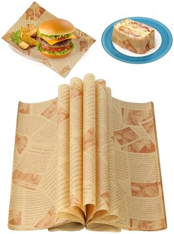 CoKeeSun 120 Pcs Greaseproof Paper Sheets Newspaper, 32cm*22cm Printed ...