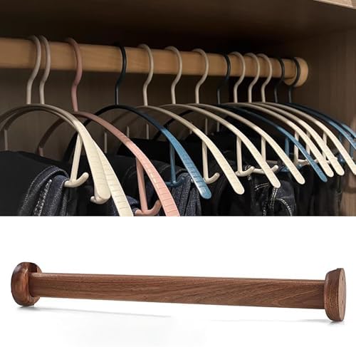 Heavy-Duty Wooden Clothing Rail with Brackets - Sturdy Wardrobe Rod for ...