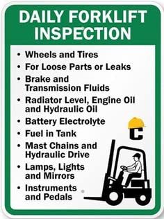 Daily Forklift Inspection Acrylic Sign Board (Combo Pack)|Pack of 5 ...