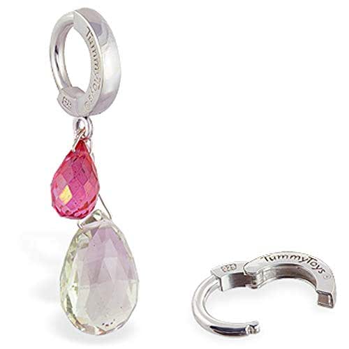 Amazon.com: TummyToys® Green and Pink Quartz Belly Ring are Handmade in ...