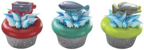 Amazon.com: Cake Decorating 24 Count - Fishing Fish Tackle Box Metallic ...