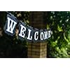 Amazon.com: Black Welcome Bunting Banners Party Decoration : Patio ...