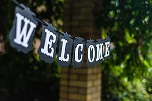 Amazon.com: Black Welcome Bunting Banners Party Decoration : Patio ...