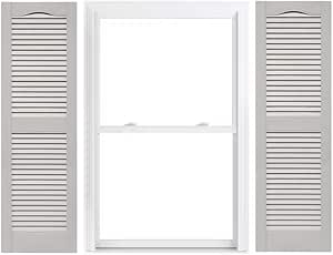Amazon.com: Duralok Vinyl Exterior Shutters | One Pair | Louvered 50/50 Split Cathedral Top ...