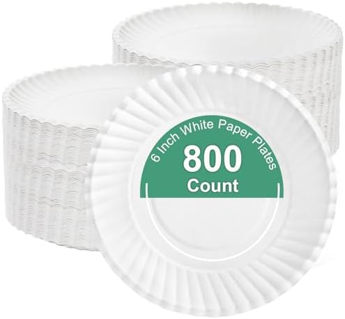 Amazon.com: Hacaroa 800 Pack 6 Inch Paper Plates Uncoated, Disposable ...