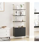 Amazon.com: Set of 2 Black & Gold Ladder Shelf with Storage Cabinet ...