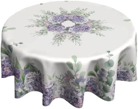 Amazon.com: Kwlegh Watercolor Purple Hydrangea Round Tablecloth 60 Inch ...
