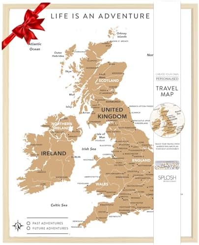 Splosh Travel Map - Large World Map Pin Board in White, Wooden Frame ...