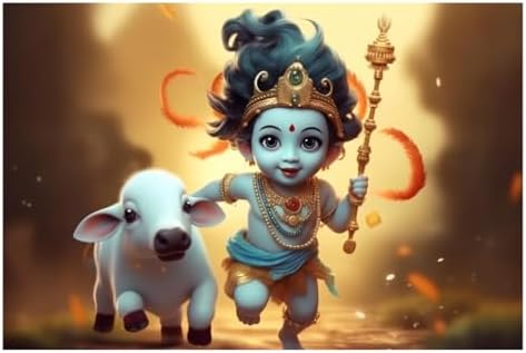 GRAFIXO Wall Paper and Wall Stickers, Ladoo Gopal Themed, Baby Krishna ...