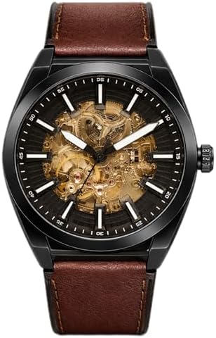 Buy Shri Sawariya Collection Men's Automatic Skeleton Watch, Black Dial ...