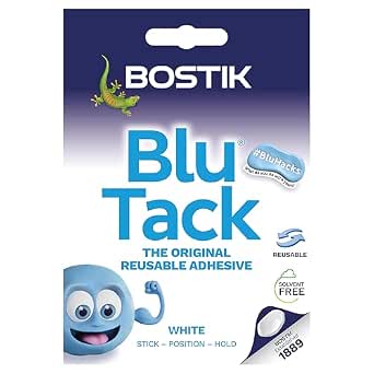Bostik Blu Tack Blu-Tack 60g Mastic Non Toxic Adhesive - White (Pack of ...