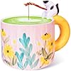 Amazon.com | QILORYA Cute Black White Cat Fishing Mug 15oz, Kawaii ...