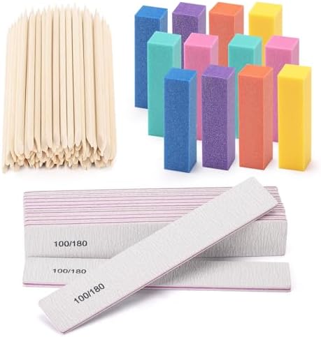 Amazon.com : 12 Pcs 100/180 Grit Nail Files for Acrylic Nails and 12 ...