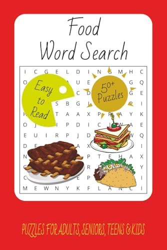 Food Word Search Puzzle Book: Word Search with Easy to Read Print about ...