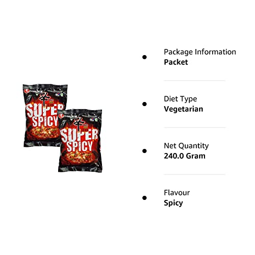 Nongshim Shin Red Super Spicy Instant Noodles, 4.23 oz ℮ 120 g, 2 Pack ...