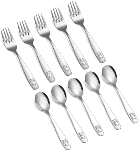 Amazon.com: AUOIKK 10-Piece Toddler Flatware, Kids Utensils Stainless ...