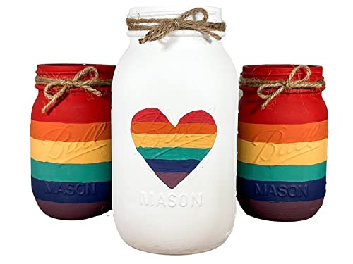 Amazon.com: Rainbow Mason Jars/Rainbow Decor/Pride Mason Jars/LGBTQ+ ...