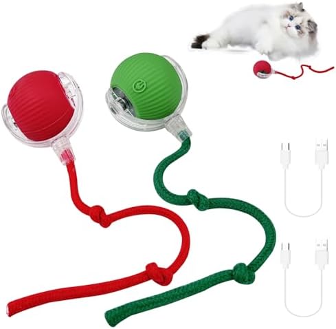 WinGluge Pack of 2 Interactive Cat Toys Electric - 360° Rolling Smart ...